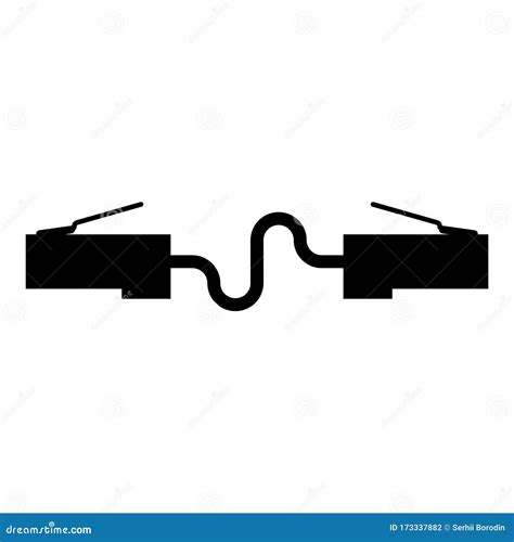 Network Connector Patch Cord Ethernet Cable Lan Wire Icon Black Color Vector Illustration Flat