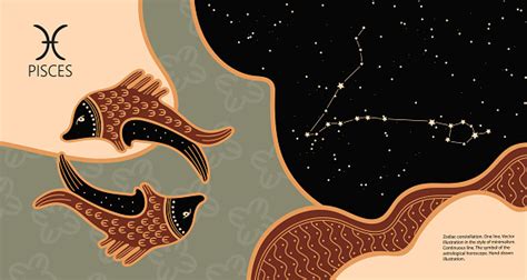 조디악 배경입니다 별자리 물고기자리입니다 수평 배너 벡터 일러스트레이션 갈색에 대한 스톡 벡터 아트 및 기타 이미지 갈색 검은색 과학 Istock