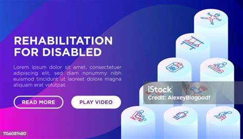 자기 치료 레이저 마사지 림프 배수 냉동 요법 얇은 라인 등각 칭호가있는 장애인 웹 페이지 템플릿을위한 재활 벡터 그림입니다 개념에 대한 스톡 벡터 아트 및 기타 이미지