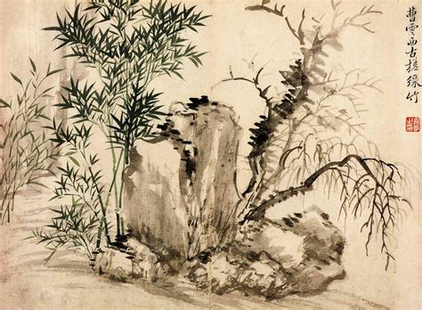 0026 清 恽寿平 古槎绿竹图国画超高清大图原图扫描真迹全图书画图片下载
