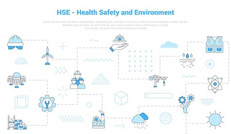 아이콘이 있는 Hse 건강 안전 환경 개념은 현대적인 파란색 스타일의 템플릿 배너를 설정합니다 프리미엄 벡터