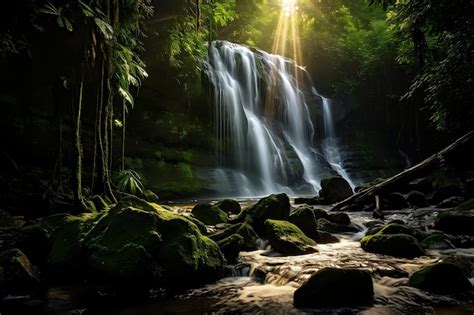 Premium Photo Large Waterfall Cascades Thunderous Roar