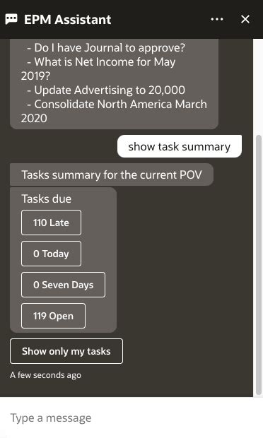 Showing Task Summary