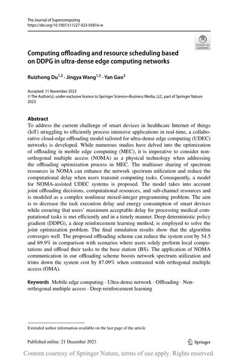 computing offloading and resource scheduling based on ddpg in ultra