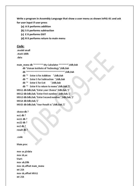 basic assembly language calculator pdf assembly language computer