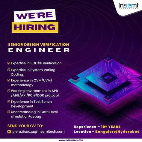 Clera Intru Dsouza On Linkedin Immediatehiring Verificationengineer Uvm Systemverilog