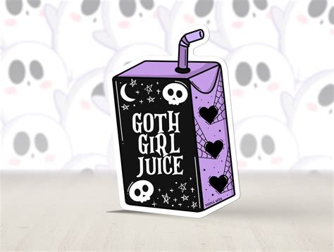 Goth Girl Juice Juice Box Water Bottle Decal Spooky Vinyl Sticker