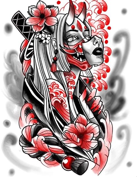 Japanese Demon Mask Tattoo Designs