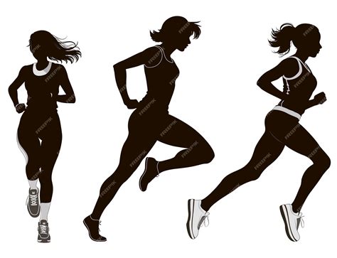 Premium Vector Running Woman Black Silhouette Of A Sports Girl Slim