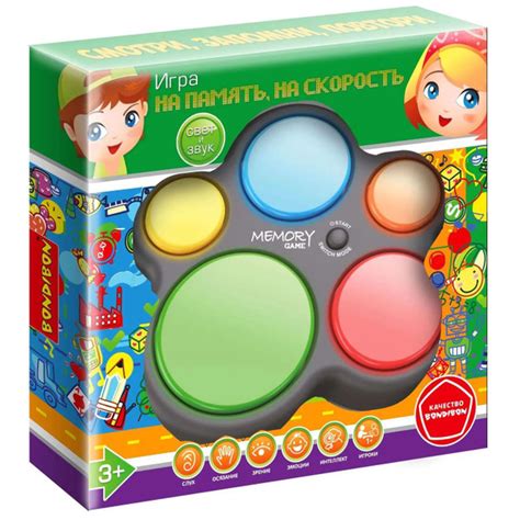 Настольная семейная игра Bondibon На память На скорость 4 в 1 на батарейках со свето звуковыми