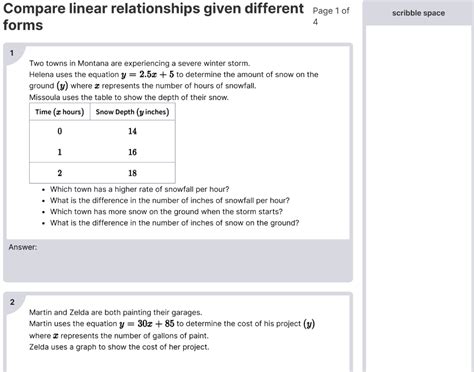 Compare Linear Relationships Given Different Forms Worksheets Pdf 8fb4 8th Grade Math