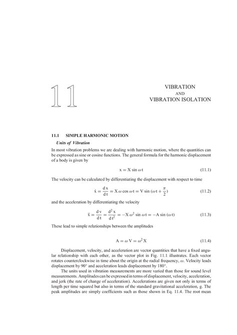 Vibration And Vibration Isolation Lecture Notes Construction Docsity