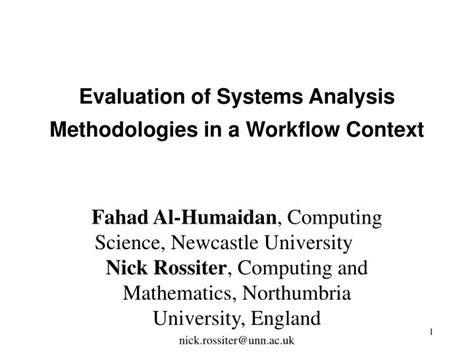 Ppt Evaluation Of Systems Analysis Methodologies In A Workflow