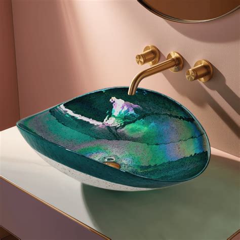 Ocean Glass Vessel Sink Ls Az048 Anzzi Soave Series 17 In Bathroom