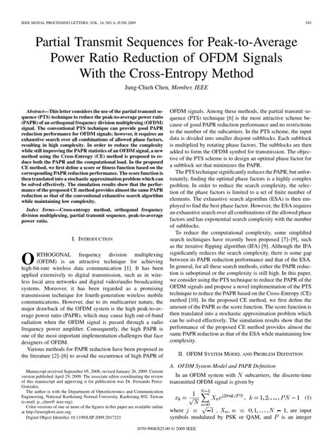 Pdf Partial Transmit Sequences For Peak To Average Power Ratio