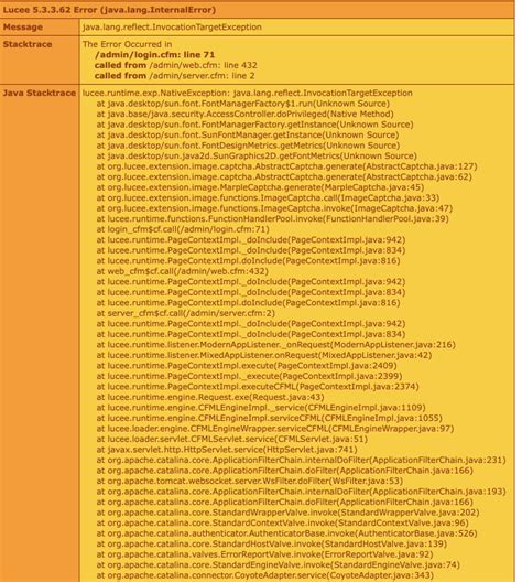 Servercfm Error Javalangreflectinvocationtargetexception