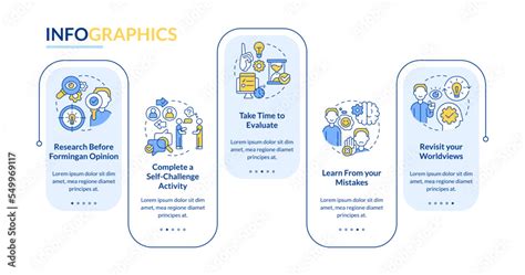 Avoiding Confirmation Bias Tips Rectangle Infographic Template Data Visualization With 5 Steps