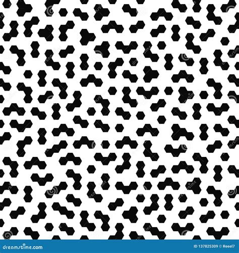 Vector Seamless Pattern Random Hexagon Texture Black And White Background Monochrome Design