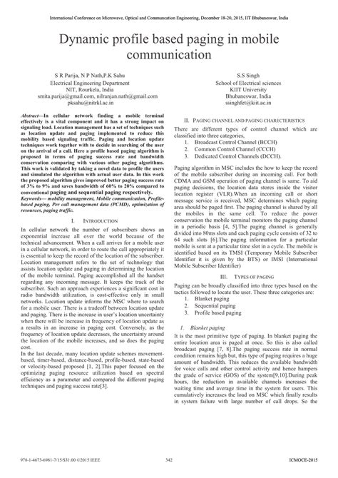 Pdf Dynamic Profile Based Paging In Mobile Communication