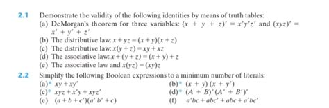 Solved 2 1 Demonstrate The Validity Of The Following