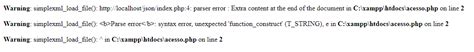 Xml Syntax Error Unexpected Functionconstruct Web Service Php
