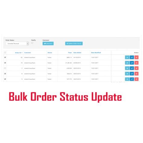 OpenCart Bulk Update Order Status