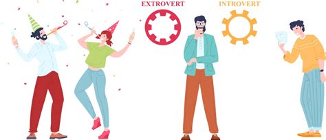 Extrovert And Introvert Comparison Behavior Vector Image
