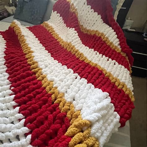 Bluey Hand Knitted Chunky Blanket Etsy