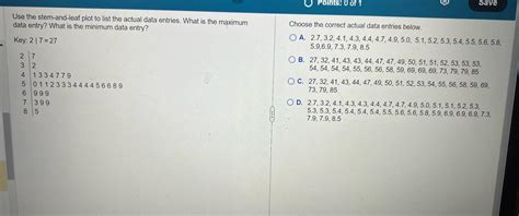 Solved Points Of SaveUse The Stem And Leaf Plot To List Chegg