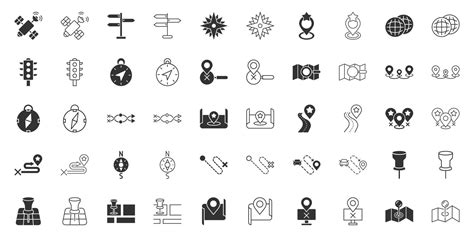 Navigation Icon Set In Flat Style Gps Direction Vector Illustration On White Isolated