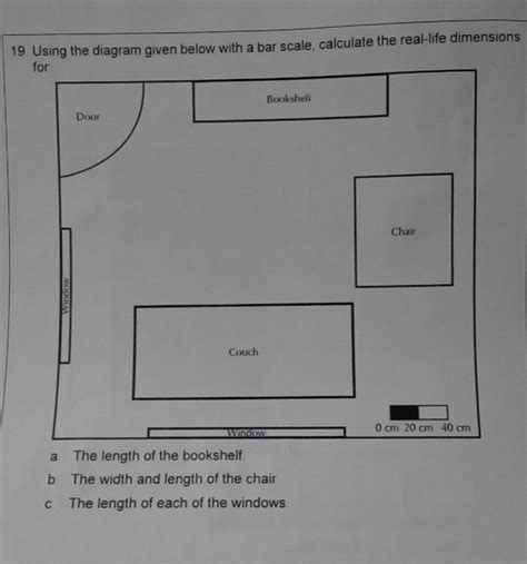 Solved Using The Diagram Given Below With A Bar Scale Calculate The Real Life Dimensions C