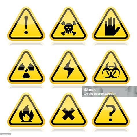 Danger Risque Avertissement Signes Triangulaires Modernes Ensemble