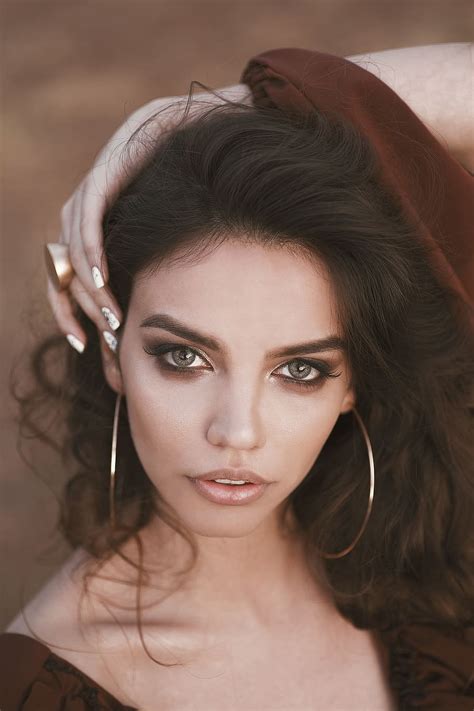 Hd Wallpaper Woman Touching Her Hair Using Left Hand Close Up Photo