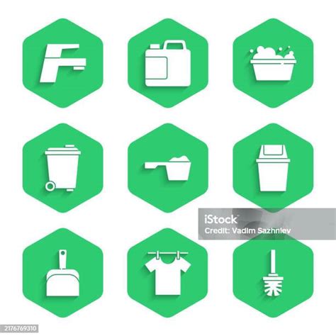 세제 옷 말리기 화장실 브러시 쓰레기통 쓰레받기 비누 거품이 있는 세면대 수도꼭지 아이콘을 설정합니다 벡터 가사 집안일에 대한 스톡 벡터 아트 및 기타 이미지 Istock