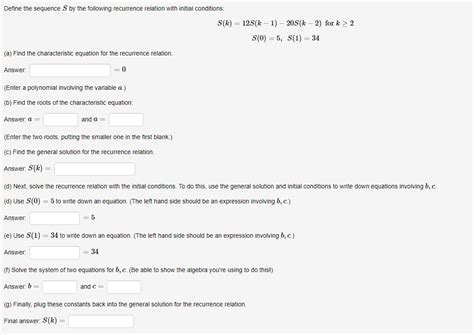 Solved Define The Sequence S By The Following Recurrence