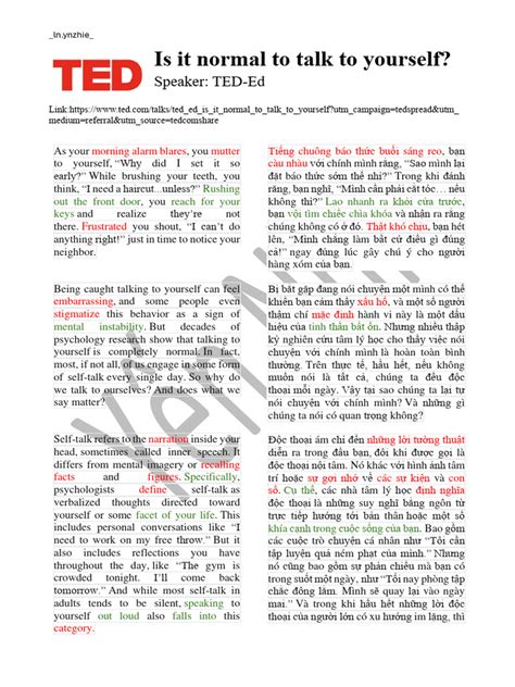 Is It Normal To Talk To Yourself Speaker Ted Ed Pdf