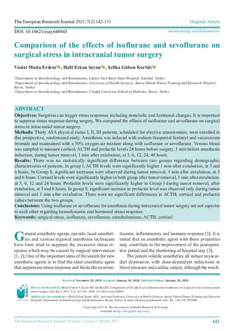 Pdf Comparison Of The Effects Of Isoflurane And Sevoflurane On