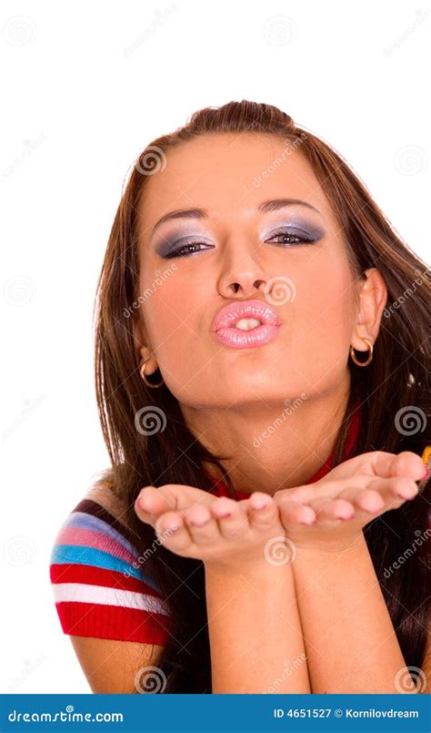 Pretty Young Girl Sending Kiss Stock Image Image Of Concept Blow