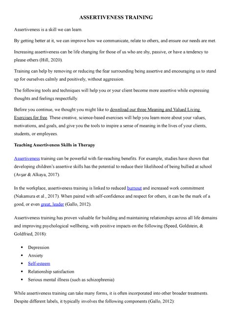 Assertiveness Training Assertiveness Training Assertiveness Is A Skill We Can Learn By