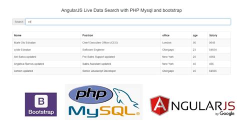 Angularjs Live Data Search With Php Mysql And Bootstrap Tutorial101