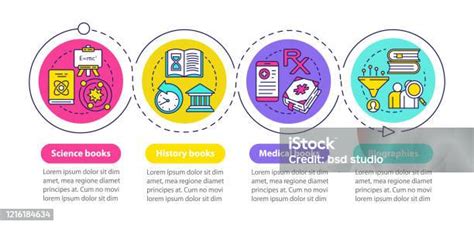 책 카탈로그 벡터 인포 그래픽 템플릿입니다 비즈니스 프리젠 테이션 디자인 요소 4단계 및 옵션으로 데이터 시각화 프로세스 타임