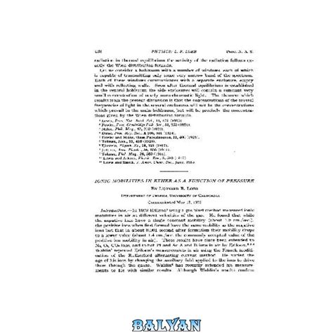 تحرکات یونی در اتر به عنوان تابعی از فشار وبلاگ کتابخانه دیجیتال بلیان