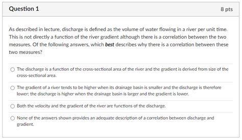 Solved Question 1 8 Pts As Described In Lecture Discharge Chegg Com