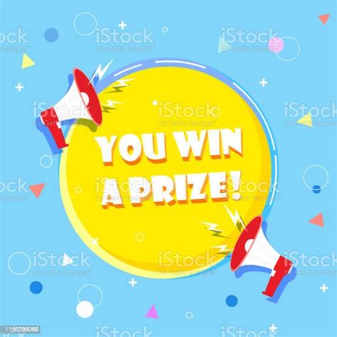 당신은 메가 폰과 3d 스타일 방문 페이지 템플릿 Ui 웹 모바일 앱 포스터 배너 전단지 배경 기프트 카드 쿠폰 라벨 벽지와 단어 개념 벡터 일러스트레이션을 승리 0명에