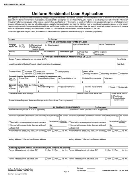 Printable 1003 Loan Application Printable Application