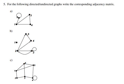 Solved 5 For The Following Directedundirected Graphs Write