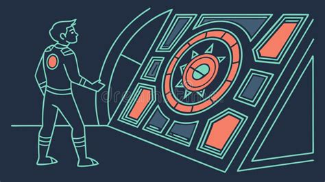 Astronaut At Control Panel In Spaceship Scifi Tech Vector Design