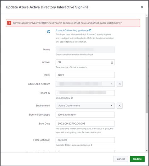 Error 400 Client Error For Signins · Issue 16 · Splunksplunk Add