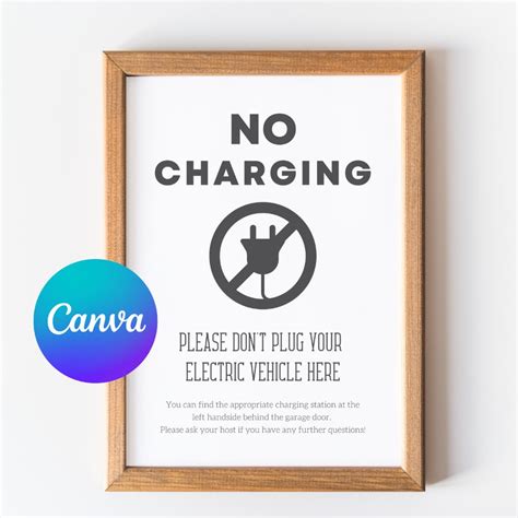 No Charging Point Sign No Charging Station Editable Airbnb Poster