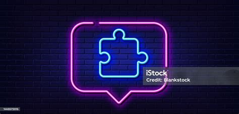 퍼즐 조각 라인 아이콘 직소 게임 모양 기호 네온 라이트 스피치 버블 벡터 0명에 대한 스톡 벡터 아트 및 기타 이미지 0명 결정 기포 Istock